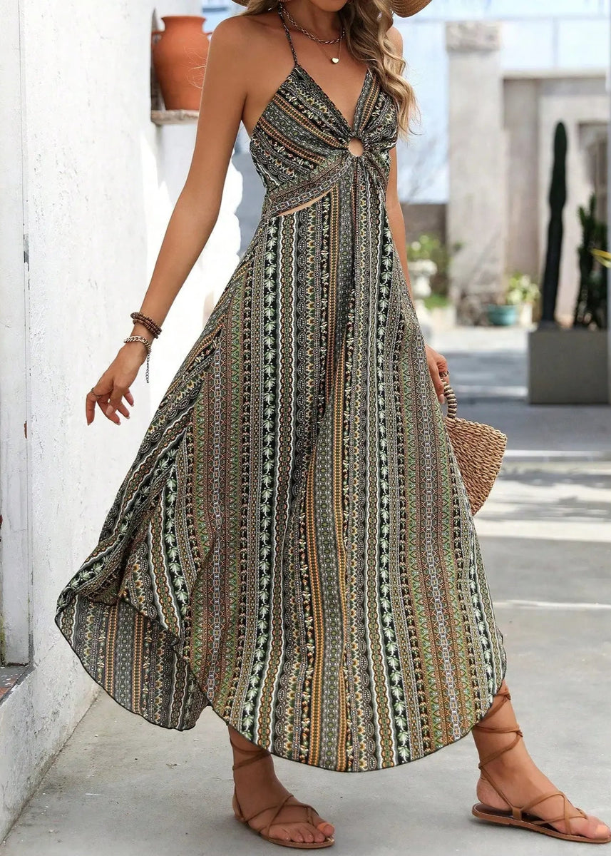Robe Noire Motifs Azteques – Bohème Infinity